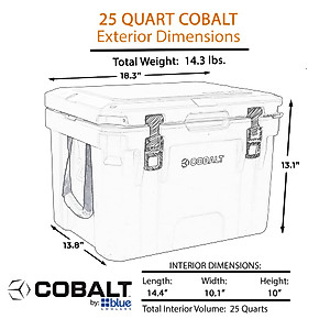 Cobalt 25 Quart Roto-Molded Super Ice Cooler | Large Ice Chest Holds Ice Up to 3 Days | (Gray)