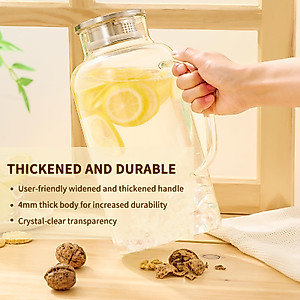 Hannadepot Glass Pitcher, 3.5L/118 oz Glass Water Pitcher with Lid and Spout, Heat/Cold Resistant Borosilicate Glass Water Carafe for Coffee, Juice and Homemade Beverage, with Long Cleaning Brush