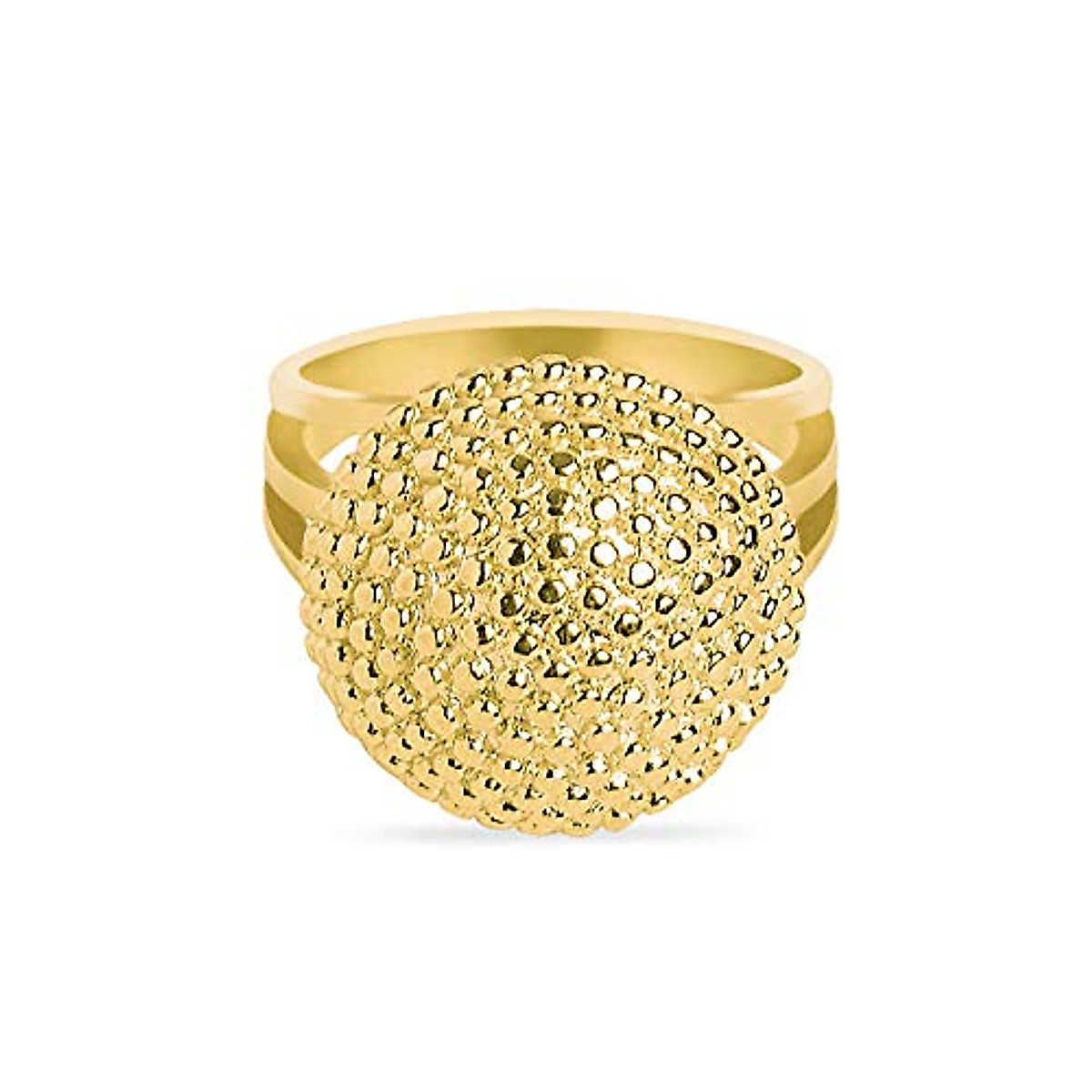 Fireworks Yellow Gold Ring for Women, Half Textured Sphere Party Cocktail Costume Jewelry for Women (11.5)