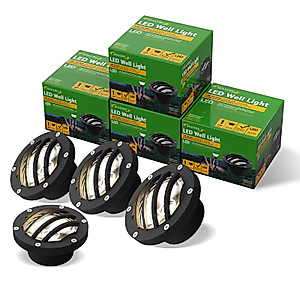 Malibu 4 Pack Outdoor Low Voltage Well Lights 4 Watt 200 Lumen LED Landscape Lighting Kit 2800K Warm White Metal In-Ground Light with Connector