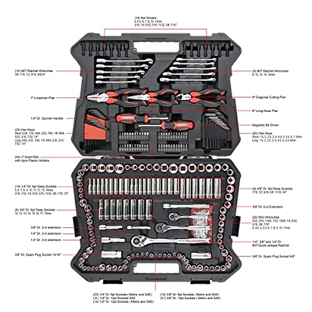 STARWORK TRUE MECHANIC™ 260-Piece Mechanics Tool Set, Professional, SAE/Metric