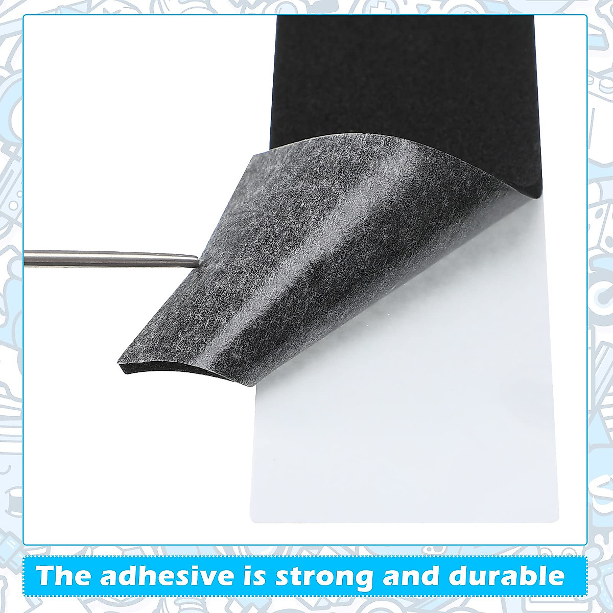 Epakh 48 Pieces Fingerboard Foam Grip Tape Adhesive Foam Tape Black Non Slip Foam Grip Tape for Fingerboards, 2 x 38 x 110 mm