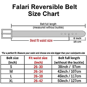 Falari Women Reversible Belt Genuine Leather Fashion Dress Belt With Single Prong Buckle 6027-NAVY-M