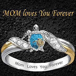 Sterling Silver Turtle Ring Starfish Blue Opal Rings Adjustable Band Sea Turtle Jewelry Cute Rings for Women