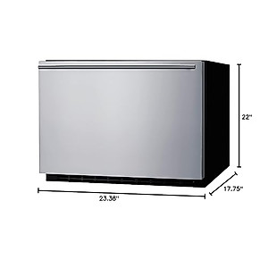 Summit Appliance SDR241OS Built-In 24" Wide Drawer Refrigerator, 2 cu.ft Capacity, Temperature Alarm, Weatherproof Design, Frost-free Operation, LED Lighting, Digital Thermostat, Open Drawer Alarm