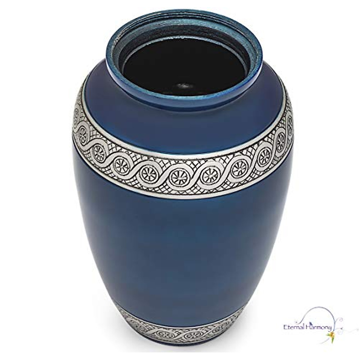 Eternal Harmony Cremation Urn for Human Ashes | Memorial Urn Carefully Handcrafted with Elegant Finishes to Honor and Remember Your Loved One | Adult Urn Large Size with Beautiful Velvet Bag (Blue)