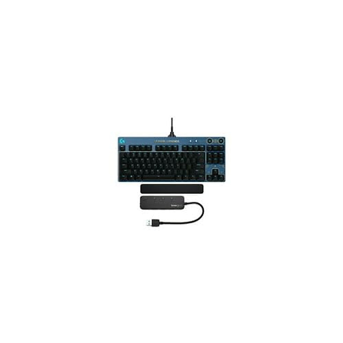 Logitech G PRO Mechanical GX Brown Tactile Switch Gaming Keyboard (League of Legends Edition) Bundle with Palm Rest and 4-Port USB 3.0 Hub (3 Items)
