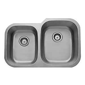 Wells CMU3221-79-16-1 Craftsmen Series Kitchen Sink Package, 32" 40/60, Brushed Matte Finish