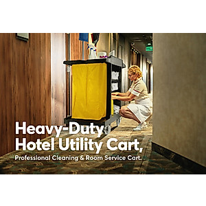 Hotel Cart Housekeeping Room Service Cart H 39" x L 60" X W 21" (Black)