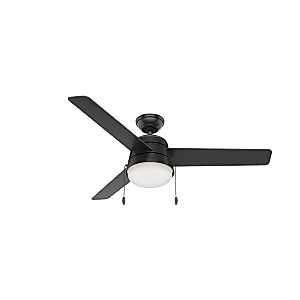 Hunter Fan Company, 50386, 52 inch Aker Matte Black Indoor / Outdoor Ceiling Fan with LED Light Kit and Pull Chain