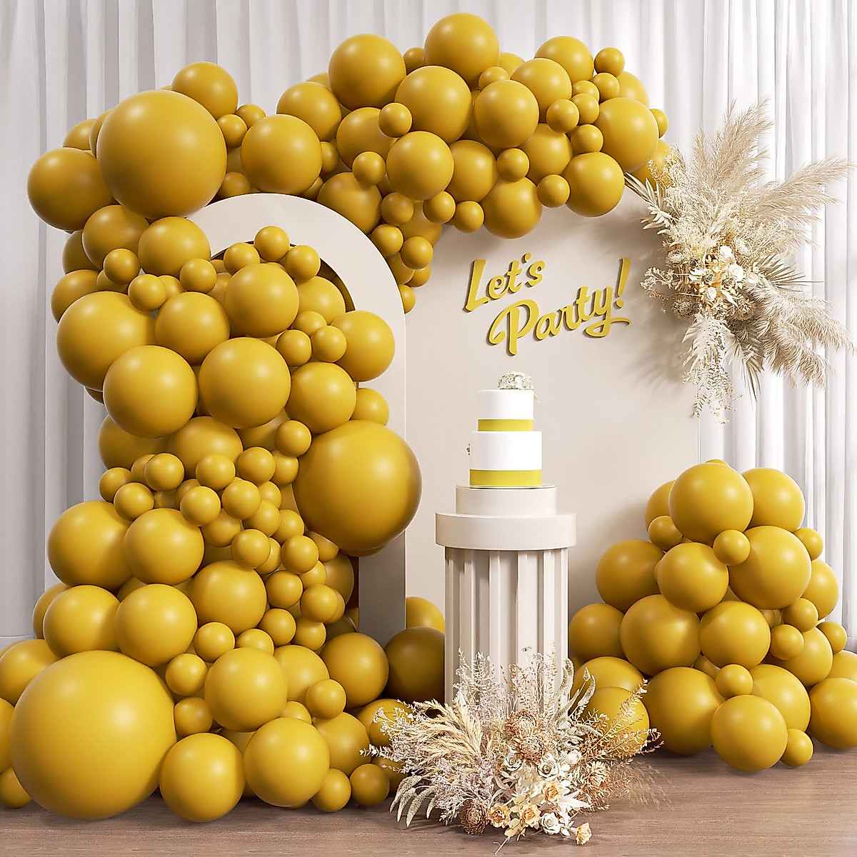 Awenztech 110pcs Mustard Yellow Balloons, 18 12 10 5 inch Mustard Balloons Different Sizes Yellow Balloon Garland for Baby Shower Sunflower Thanksgiving Fall Birthday Party Decorations