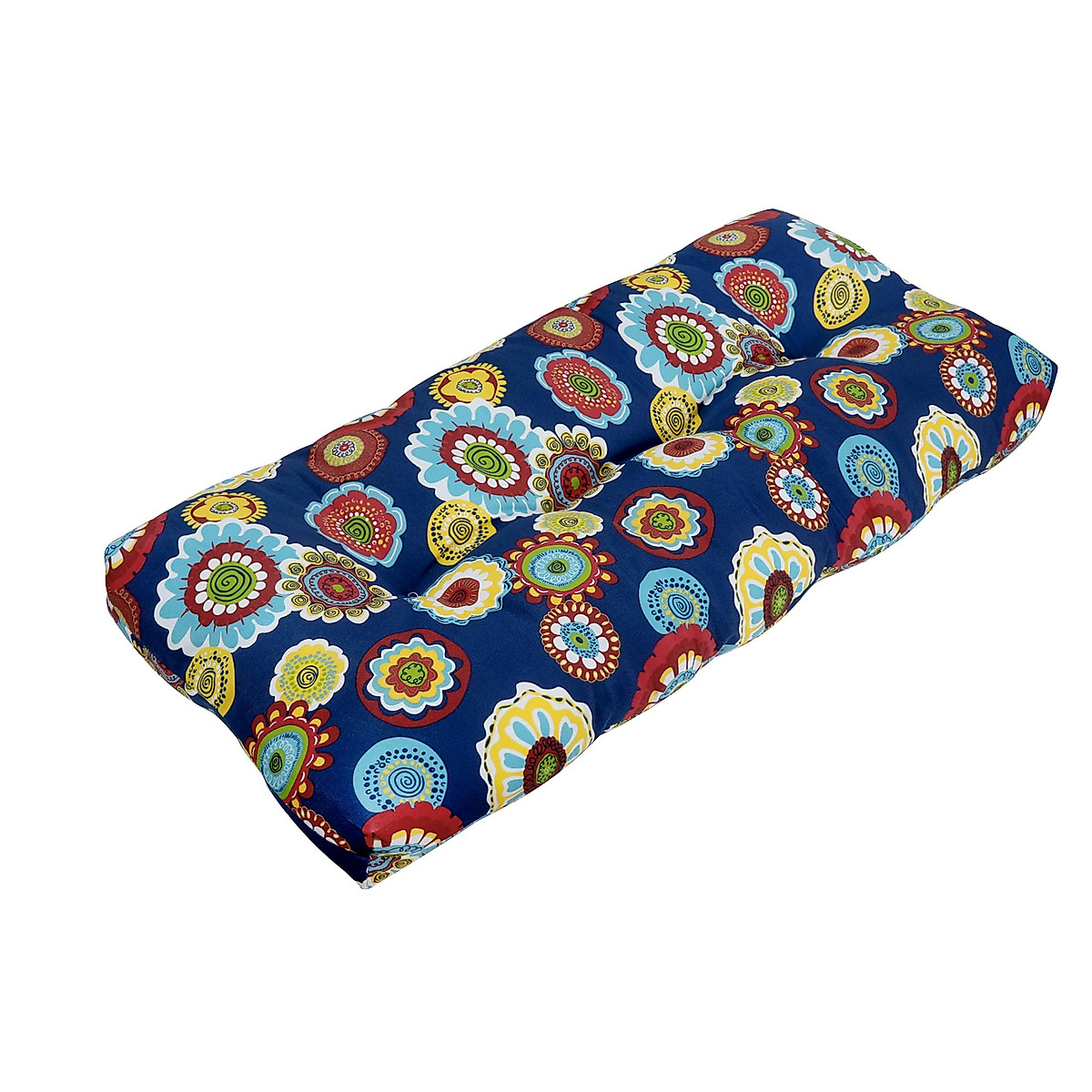 Magpie Fabrics Patio Bench Cushion 42"x18", Indoor/Outdoor Non-Slip Water Resistant Long Seat Pads, Tufted Loveseat Cushion for Swing, Settee, Window, Garden, Wicker, Front Porch (Heronsbill Navy)