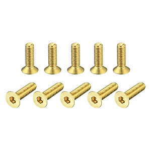uxcell Flat Head Socket Cap Screws, M3-0.5 x 12mm Brass Inner Hex Drive Fasteners Bolts 50Pcs