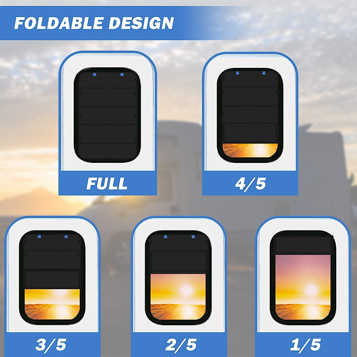 CoukouCover RV Door Window Curtains, Heavy Duty Waterproof Oxford Fabric 25 x 16 Inch Foldable RV Blackout Window Cover, Camper Door Window Cover (Black)