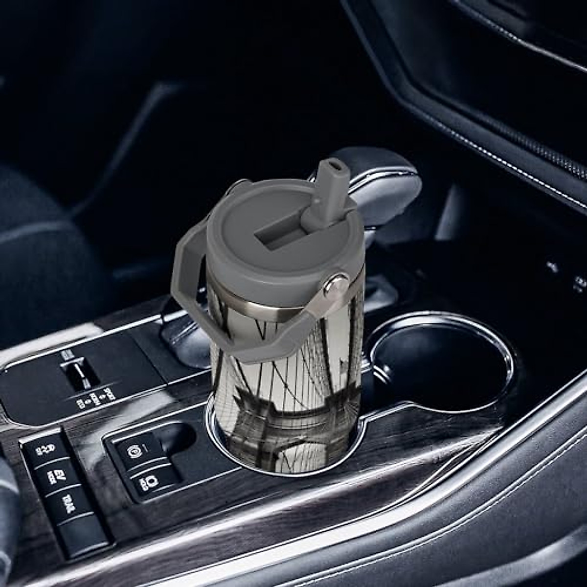SYJTGDE Large Capacity Car Cup Brooklyn Bridge Fashionable Upgrade Car Cup Advanced And Beautiful Travel Cup