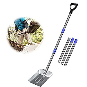 Garden Shovels for Digging, Adjustable Pole with Ergonomic D Grip Spade Shovel with Flat Head,55 or 41 Inch Detachable Stainless Steel Digging Shovel for Scoop Edging Trenching Landscaping