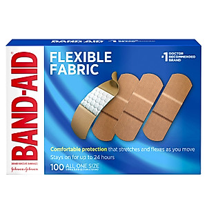 Band-Aid Brand Sterile Flexible Fabric Adhesive Bandages, Comfortable Flexible Protection & Wound Care for Minor Cuts, Pad Designed to Cushion Painful Wounds, One Size, 2 Pack, 100 Ct