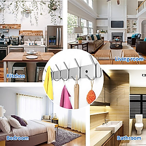 AJLTPA Coat Rack Wall Mount, Wall Hooks for Hanging, Coat Hooks Wall Mounted, Wall Hangers for Towels Purse Backpack Clothes Bag Key Jacket and Bathrobe (6 Hooks, Silver)