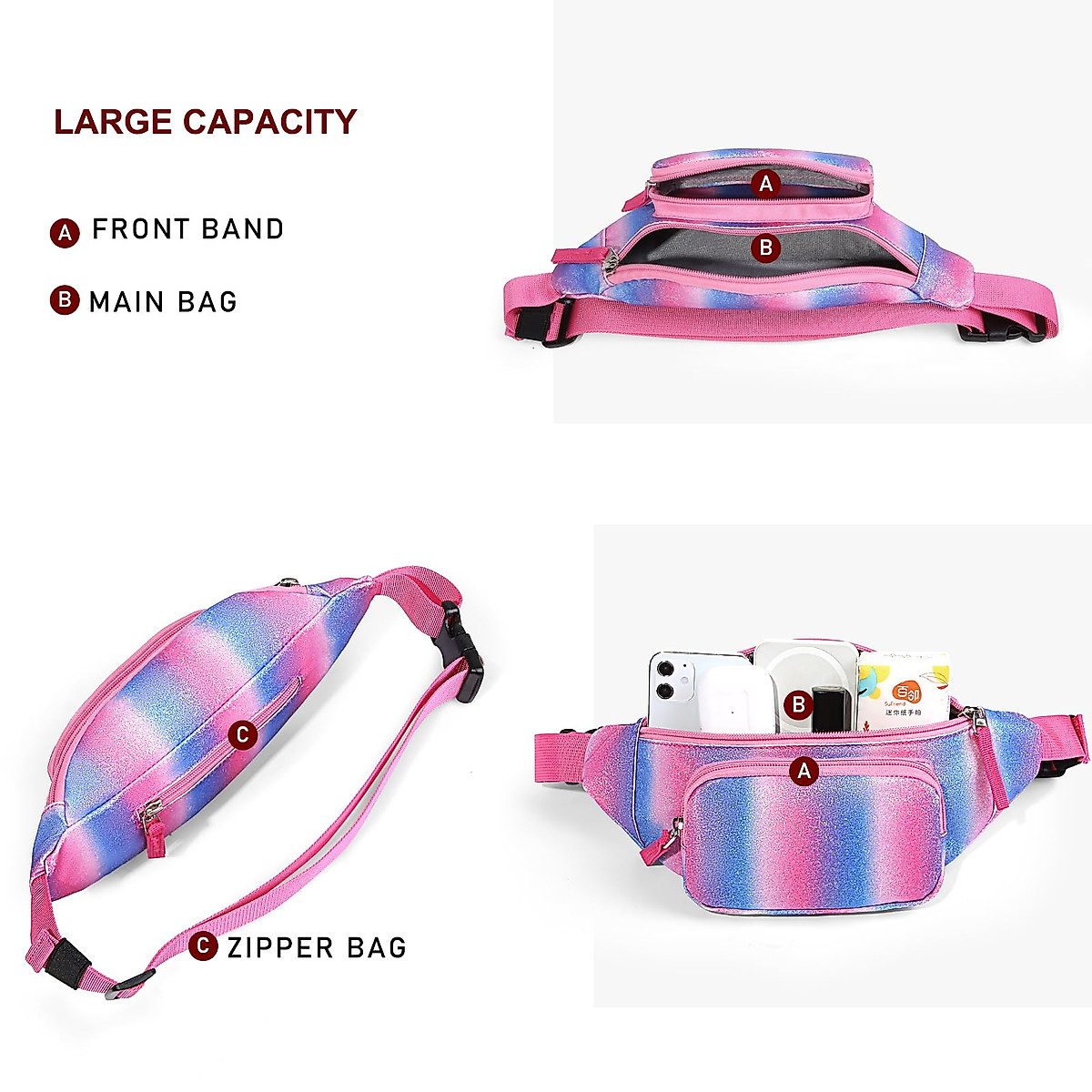 cotmcor Kids Fanny Pack for Girls, Cute Waist Bag with Mermaid Pendant Gift