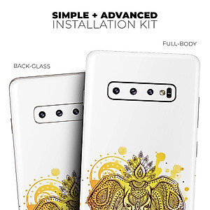 DesignSkinz Bright Orange Ethnic Elephant Protective Vinyl Decal Wrap Skin Cover Compatible with The Samsung Galaxy S20 (Screen Trim & Back Glass Skin)