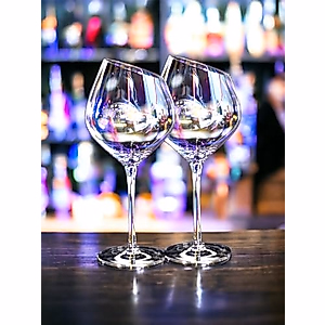 Luxrify Enhance Your Wine Experience Iridescent Wine Glasses - Premium Quality, Unique Design at Rim, Long Stemware, Hand-Blown & Perfect for Wine Lovers, Colored Stemware (Set Of 6)