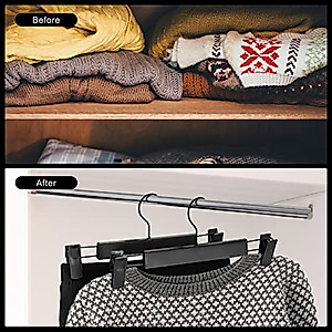 Guhmctt 10 Pack Pants Hangers with Adjustable Non-Slip Clips Anti-Rust Hanging Hook for Trouser,Skirts,Jeans,Clothes Hangers Black