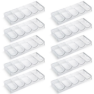 Versa Games 10 Clear Acrylic Poker Chip Trays - Casino Grade - 30% Thicker Than Standard Chip Trays - for Standard Size Poker Chips & Clay Poker Chips - 10 Poker Chip Racks - Each Holds 100 Chips