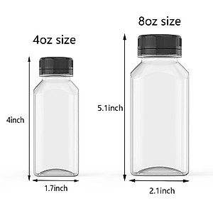 HNXAZG 10 Pcs 4 Oz Plastic Juice Bottles with Lids, Empty Clear Containers for Juice, Milk and Other Beverage