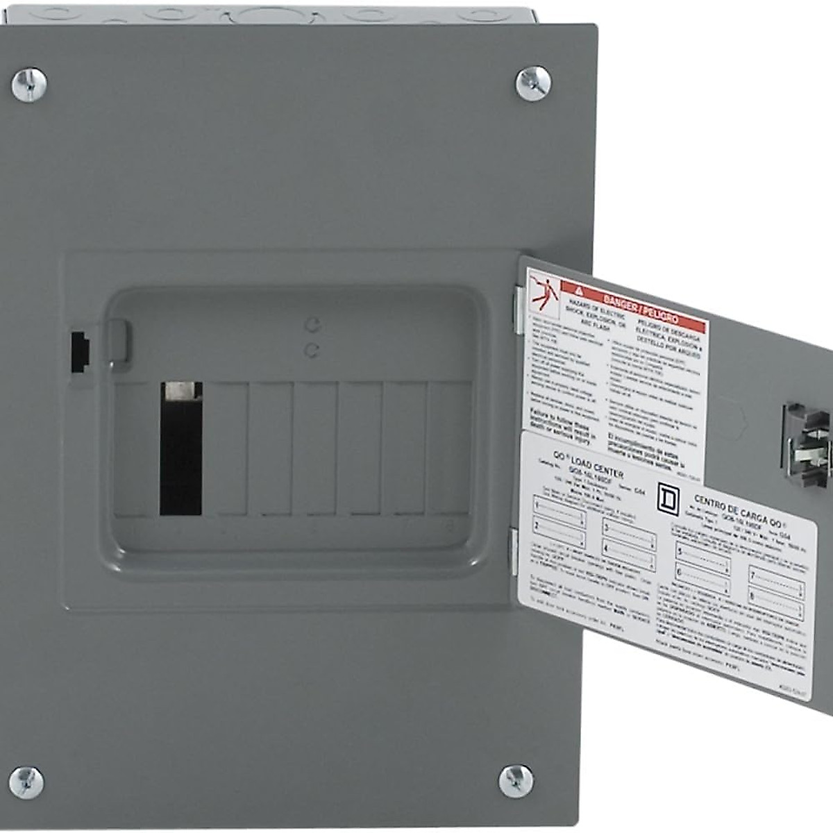 Square D - QO816L100DF QO 100-Amp 8-Spaces 16-Circuit Indoor Flush Mount Main Lugs Load Center with Cover and Door