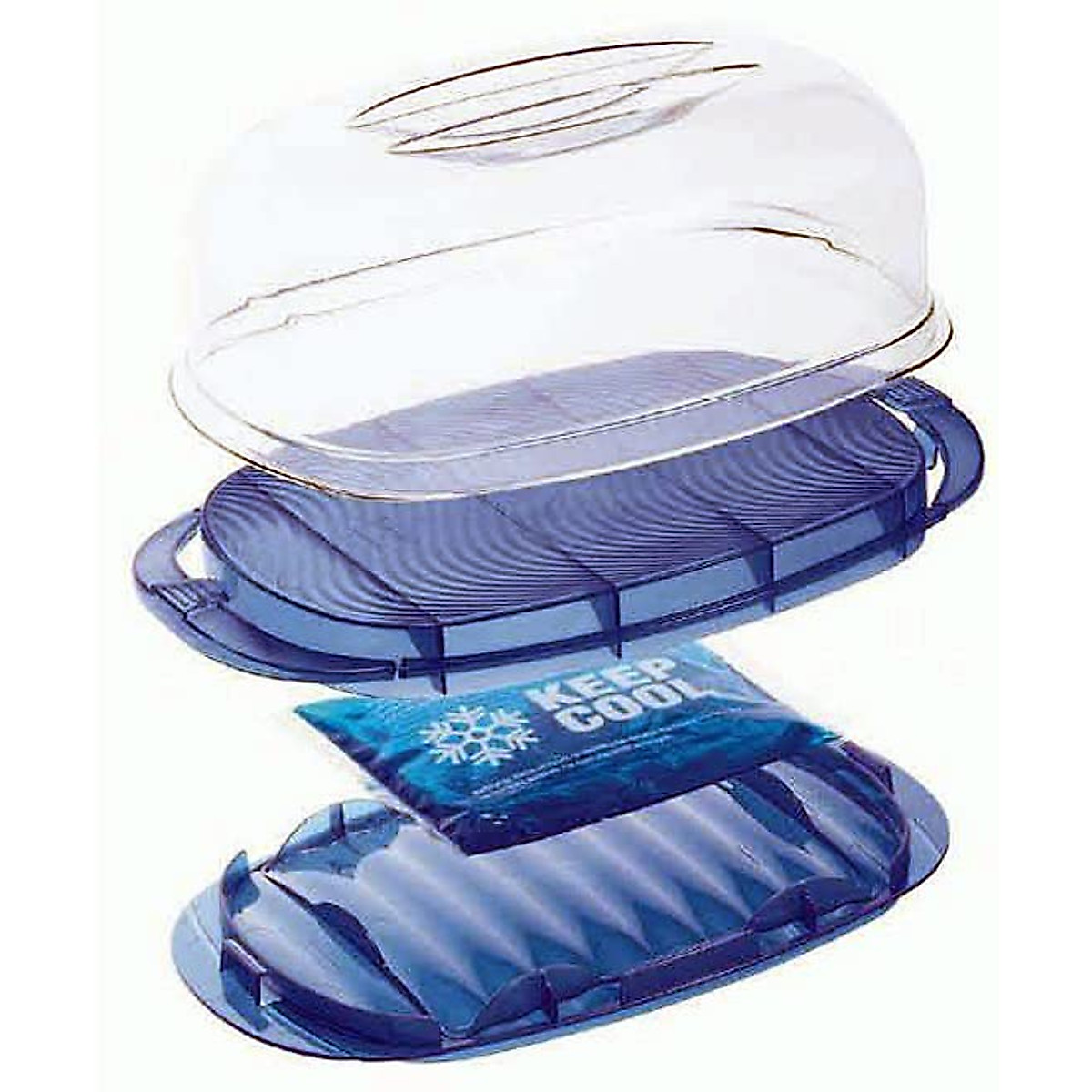 Snack Server Charcuterie Tray/Platter with Snap Shut Lid and Cooling Ice Pack. Serve Appetizers, Sushi, Shrimp Cocktail, Snacks, Cheese, Finger Foods and Cupcakes. Keeps Food Cool Fresh and Ready.