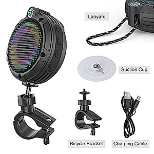Ortizan Bluetooth Shower Speaker, IPX7 Waterproof Wireless Speaker with LED Light, 8W Loud Sound, 24H Playtime, Floating, Portable Mini Speakers for Kayak, Beach, Biking, Gifts for Men, Women