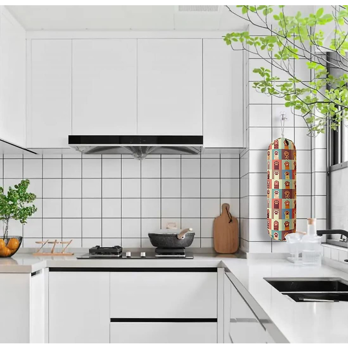 Cat Pattern Grocery Bags Holder Organizer For Shopping Bags，Wall Mount Plastic Bags Storage Container Dispensers, Pet Lovers Home Kitchen Gifts For Women, Family, Friends, Cat Dad, Cat Mom