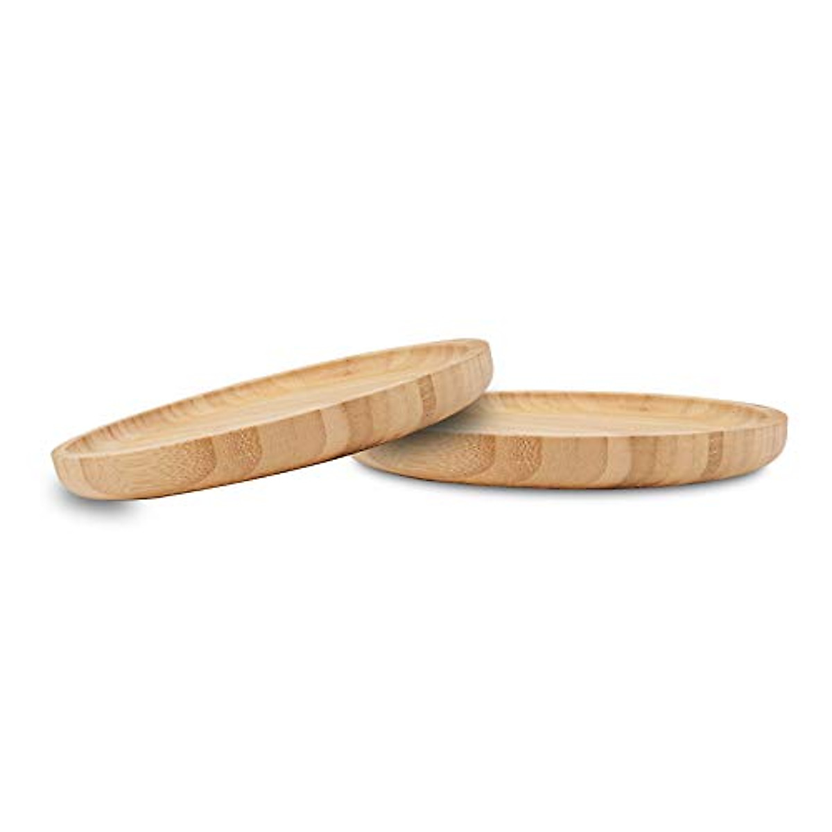 ANOTION Bamboo Plant Saucer, Suitable for 6-8 inch Plant Pots, 2 Packs Plant Pot Saucers Durable Bamboo Plant Tray for Indoors(20cm)