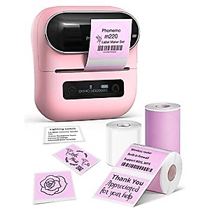 M220 Label Maker, Phomemo Label Printer, 3 Inch Bluetooth Thermal Sticker Maker Machine for Home,Office,School,Barcode Printer for Address,Mailing,Box,Cup,Compatible with Phone & PC,with 3 Rolls Label