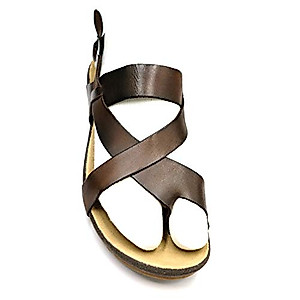 Harssidanzar Genuine Leather Sandals Mens For Outdoor Sandals Mens Adjustable Strap Sandals Leather sandals Men GM202A,Brown,Size 8