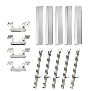 YIHAM KZ988 Grill Replacement Parts for Members Mark 5 Burner GR2210601-MM-00 SAMS Club Rankam, 16 13/16 Inch Heat Plate + 17 1/2 Inch Burner Tube + Adjustable Carry Over