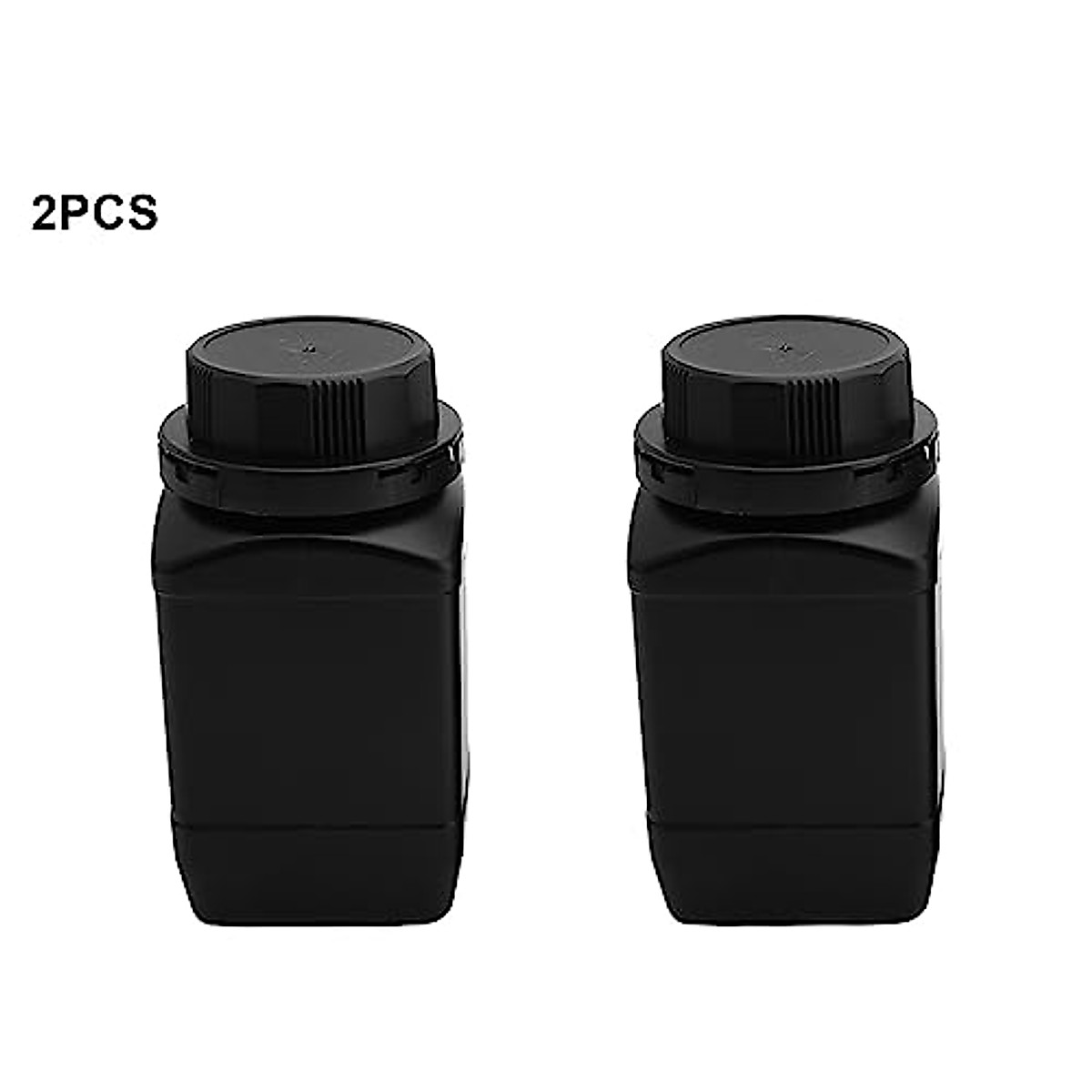 Othmro 2Pcs Plastic Bottles Lab Chemical Reagent Bottles 500ml/17oz Wide Mouth Plastic Containers Liquid/Solid Square Sample Storage Containers Sealing Bottles Black with Anti-theft Cap for food store