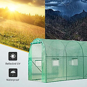 VIVOSUN 10x7x7 Ft. Large Walk in Greenhouse, Greenhouse Tunnel, Garden Plant Hot House with White PE Cover, Roll-up Zipper Door and Window for Outdoor