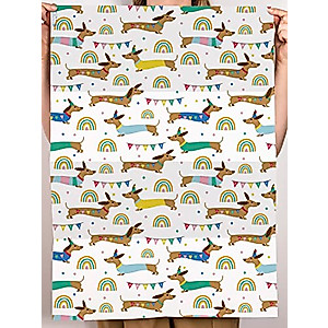 CENTRAL 23 Dog Wrapping Paper for Girl Boy Kids - 6 Sheets Funny Gift Wrap - Sausage Dog - For Birthday Baby Shower Christmas - Comes With Fun Stickers - Recyclable