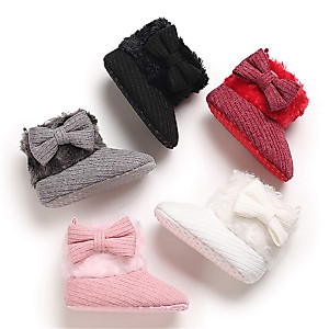 COSANKIM Newborn Baby Girls Boys Boots Soft Anti-Slip Sole Warm Winter Snow Booties Toddler Infant Prewalker Shoes(6-12 months infant, F/black baby shoes
