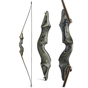 60 Inch Black Hunter Takedown Longbow 20-60lbs Traditional Wood Longbow Right Hand and Left Hand American Hunting Longbow for Outdoor Hunting Shooting (40 Lbs, Left Hand Bow)