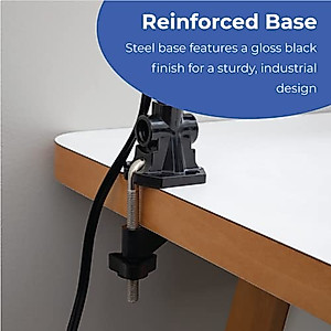 V LIGHT Architectural Swing Arm Desk Lamp, Clamp lamp with LED bulb, Work Light for Any Space, Brushed Nickel Finish 7.5 x 5.5 x 33