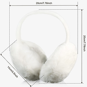 KINBOM Women Winter Earmuffs, Cute Faux Furry Ear Muffs Winter Warm Foldable Ear Covers for Cold Weather Outdoor Winter Women Girls (White)