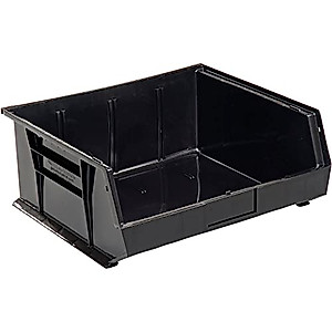 Global Industrial Plastic Stacking Bin 16-1/2 x 14-3/4 x 7, Black, Lot of 6