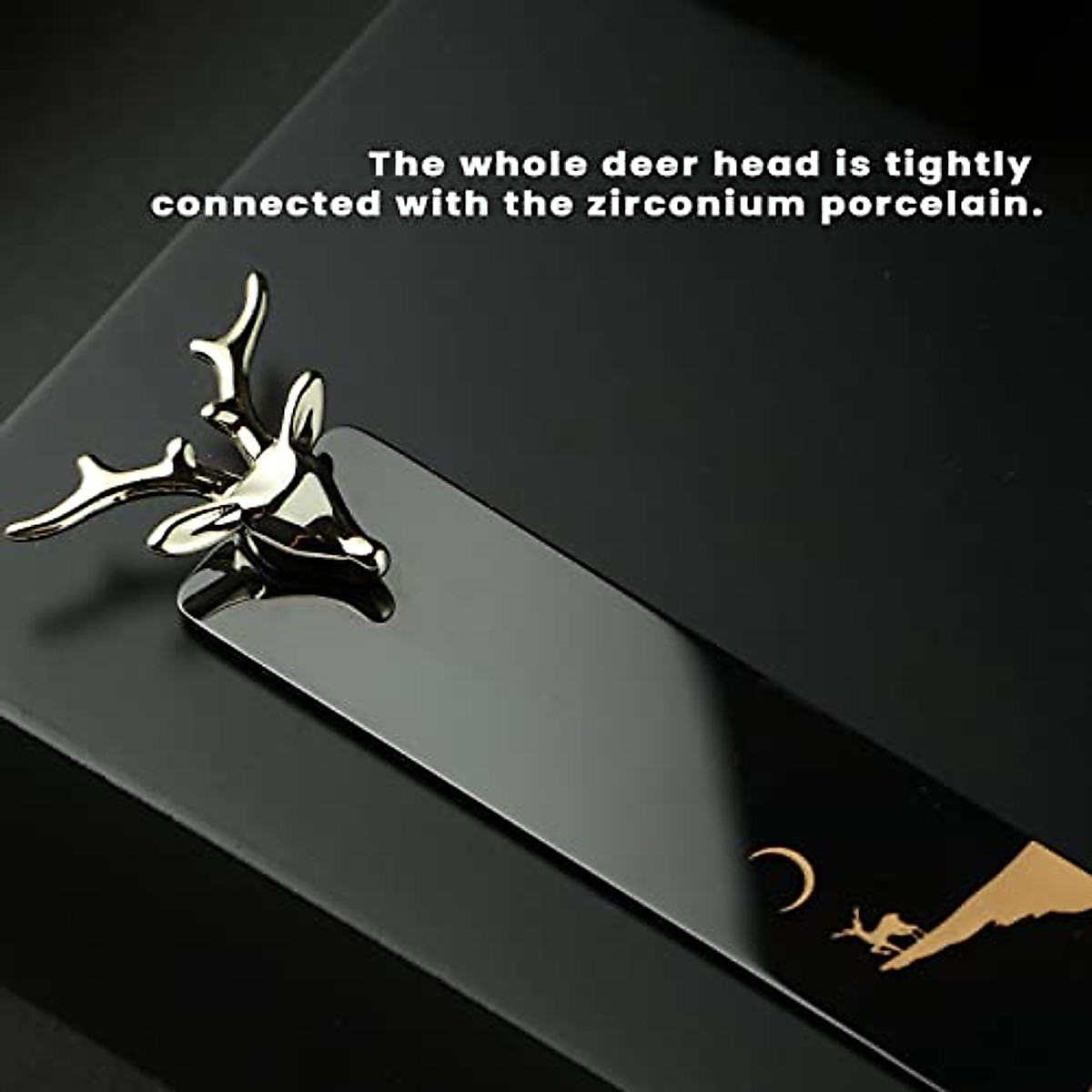 Bookmarks, Metal Deer Head Book Marks for Men Women Book Lovers, Graduation Gift for Christmas, Birthday Present, Teachers Appreciation, Valentines Day, School (Black)