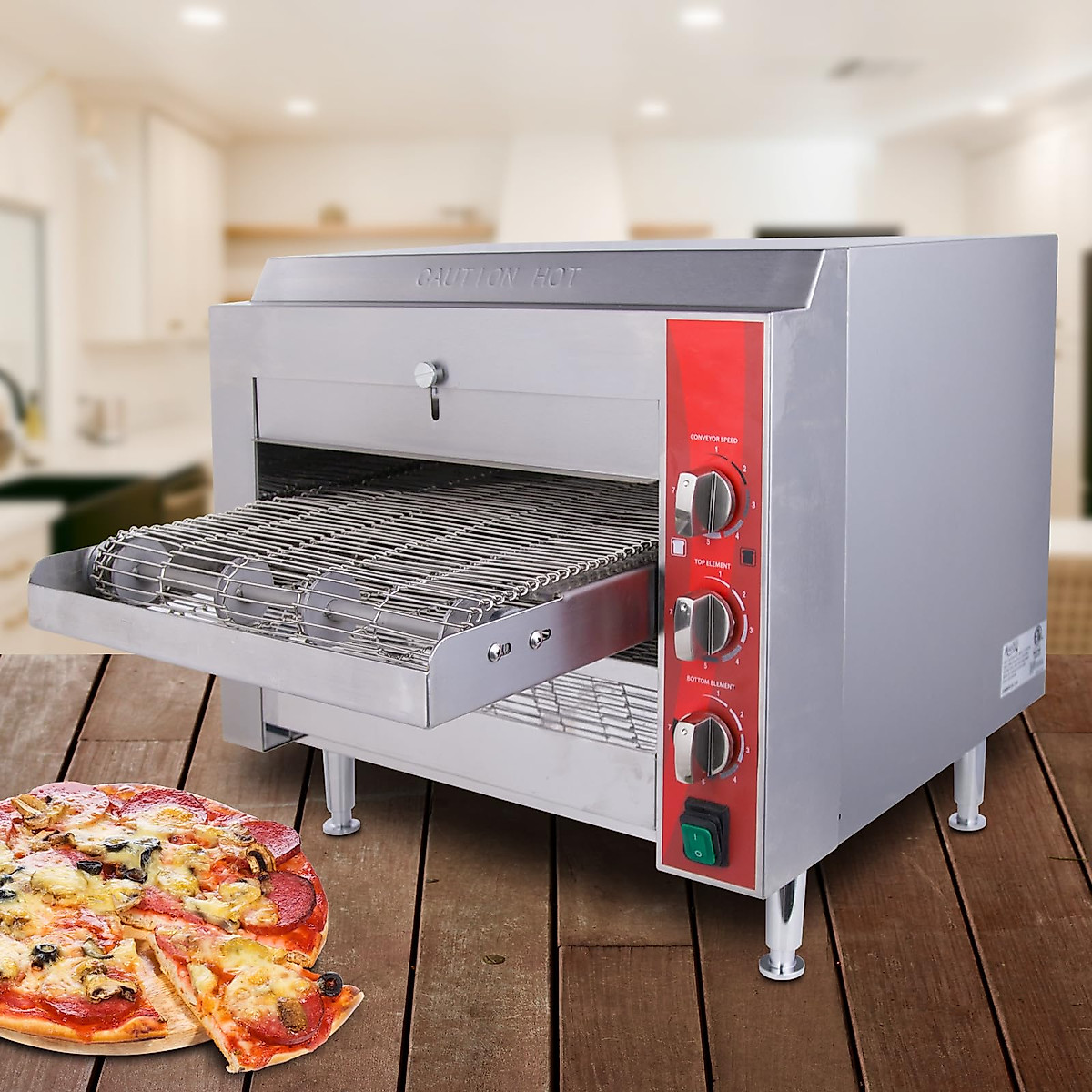 EASYROSE CPO10A 1700W 120V 60HZ Countertop Pizza Commercial Conveyor Oven with 10.5″ Belt (Plug:5-15P)