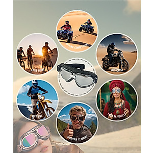 CRG Sports Motorcycle Goggle Aviator Pilot Style Cruiser Scooter Motocross Goggles for Men, Women, Adults