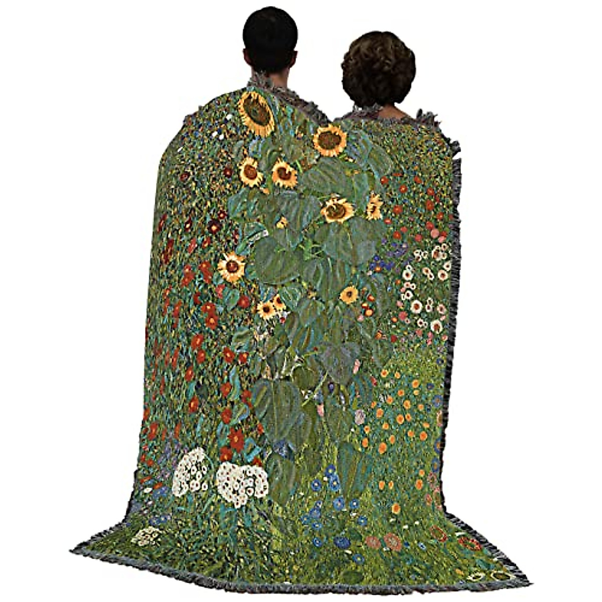 Pure Country Weavers Farm Garden with Sunflowers Blanket by Gustav Klimt - Fine Art Gift Tapestry Throw Woven from Cotton - Made in The USA (72x54)