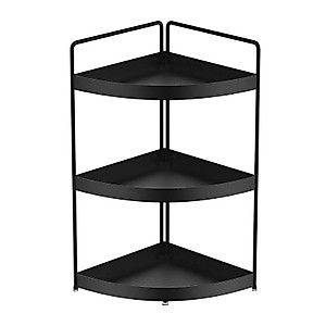 HANGXIN Bathroom Countertop Organizer, Vanity Tray Corner Shelf Storage Organizer for Makeup Cosmetic Perfume, Kitchen Spice Rack Metal Standing Shelf (3-Tire)