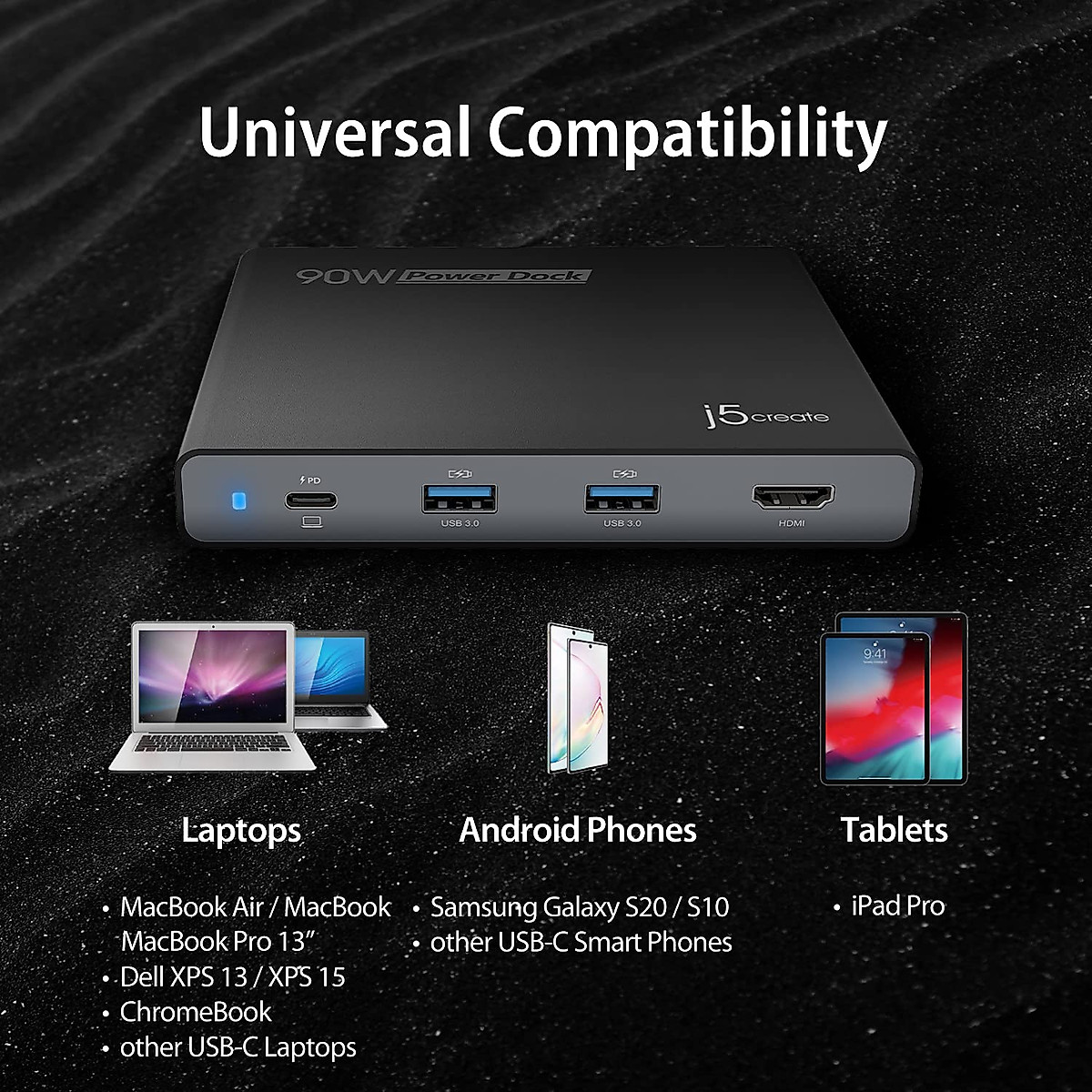 j5create USB-C Travel Dock with PD 65W Power Supply - for Travel or Business Trip - Charging Adapter Hub with 4K HDMI, USB-A x 2 - for MacBook Air/Pro 13, Surface Pro, and USB-C Laptop (JCDP392)